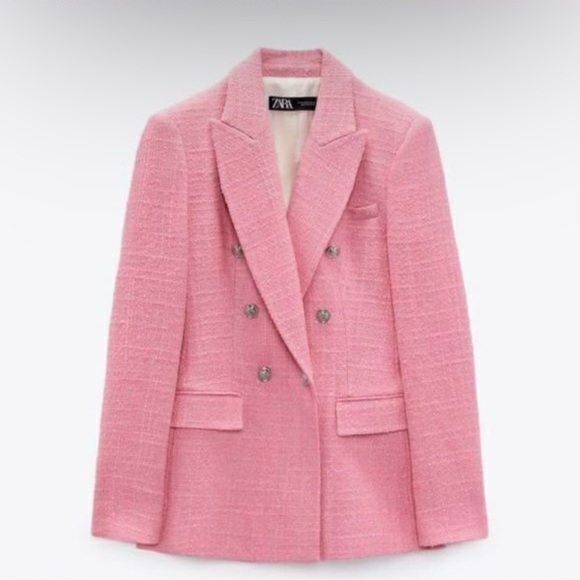 Zara | Jackets & Coats | Nwot Pink Zara Tweed Blazer | Poshmark
